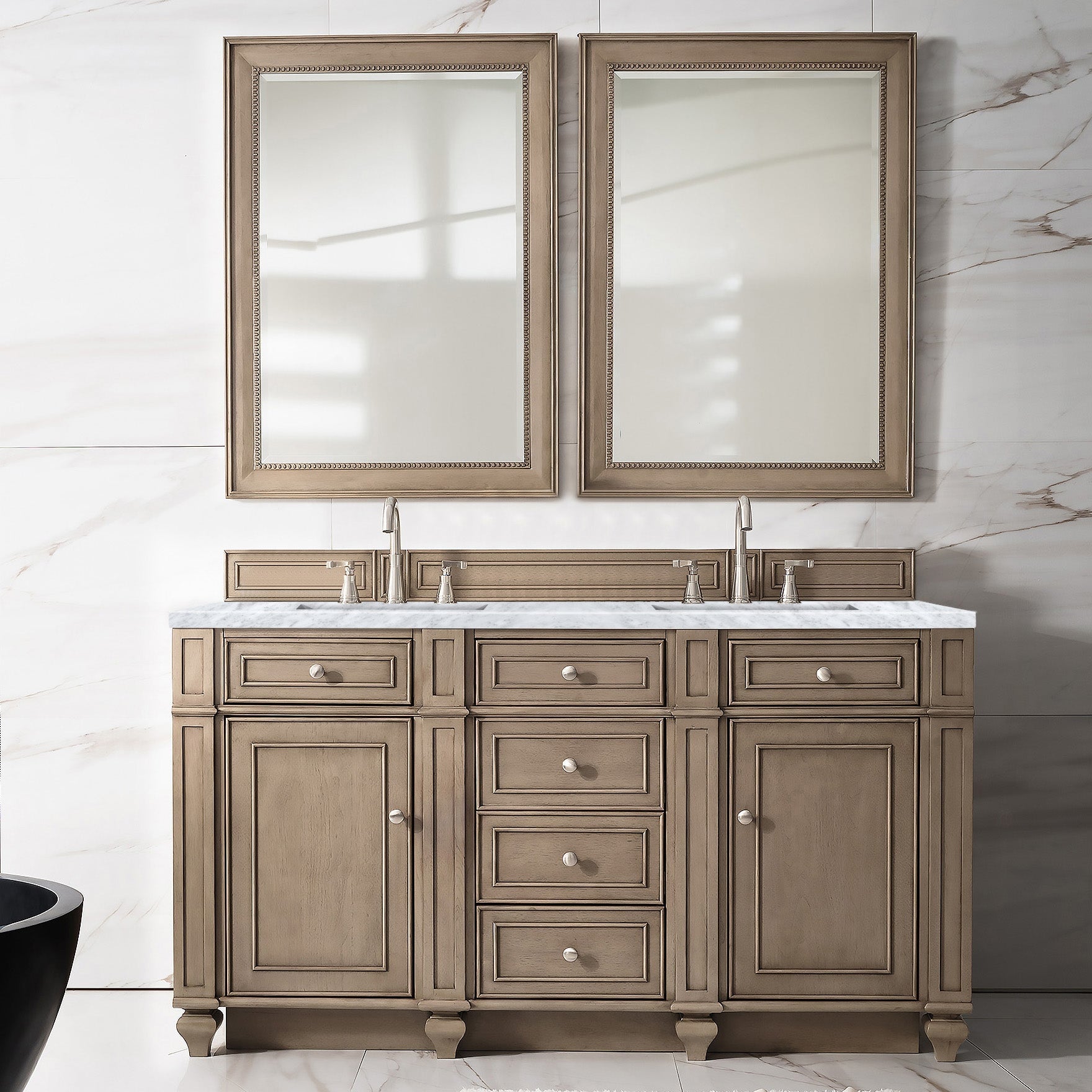 Bristol 60" Double Vanity in Whitewashed Walnut – James Martin Vanities